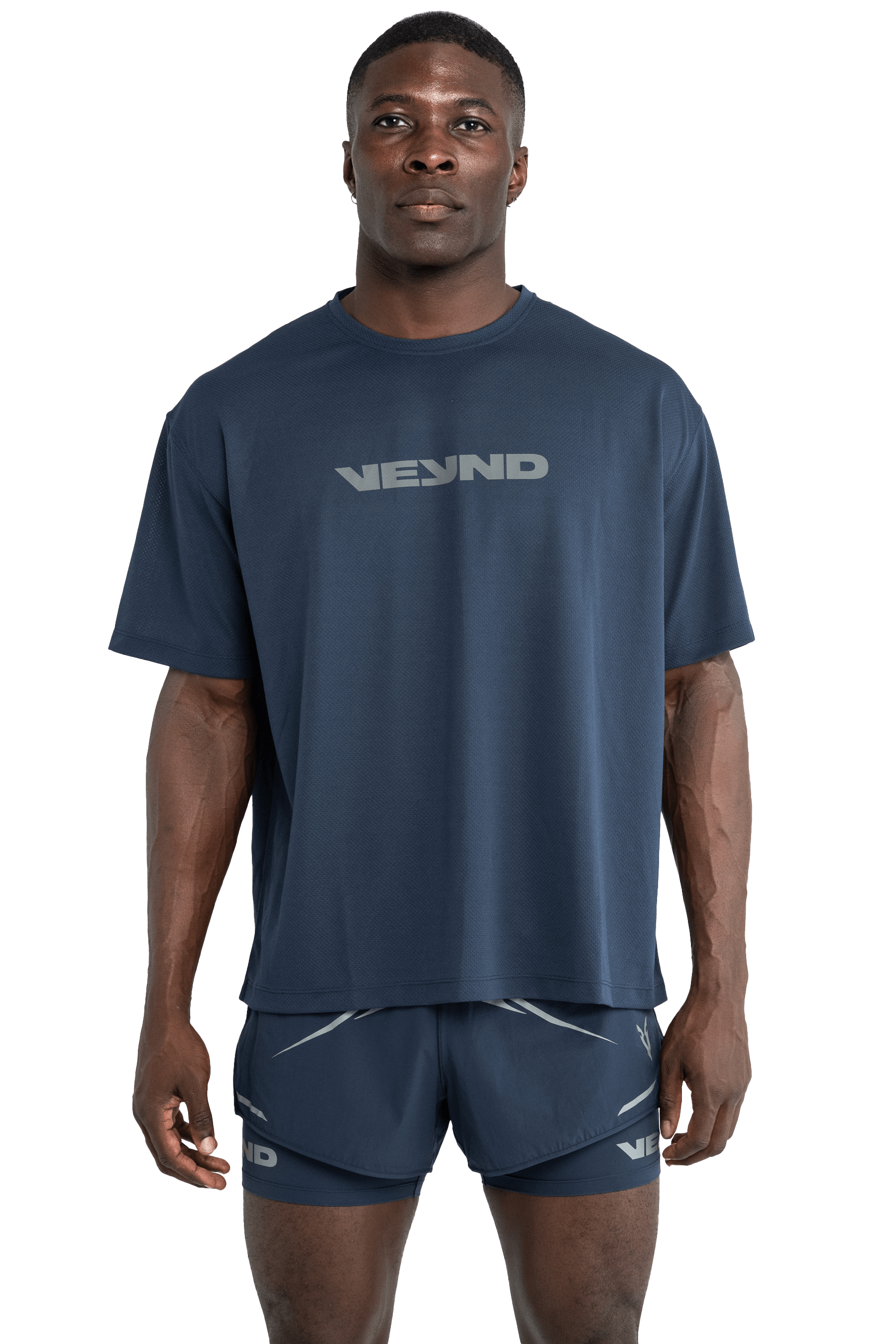 MEN'S BOXY T-SHIRT CROSS-GRAPHIC - Navy | VEYND